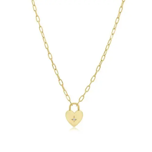 THE LOVERY FINE JEWELRY Heart Locket Paperclip Necklace - Goldlated Sterling Silver