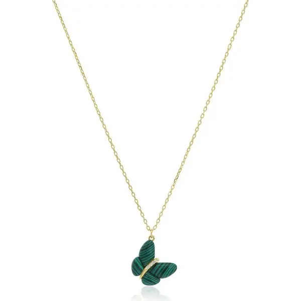 THE LOVERY FINE JEWELRY Asymmetrical Butterfly Necklace - Malachite