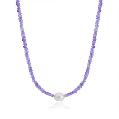 THE LOVERY FINE JEWELRY Tanzanite And Pearl Necklace - Blue