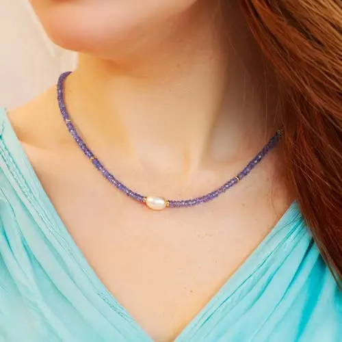 THE LOVERY FINE JEWELRY Tanzanite And Pearl Necklace