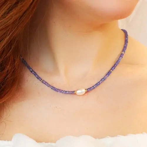 THE LOVERY FINE JEWELRY Tanzanite And Pearl Necklace