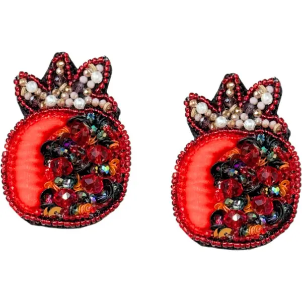 SIMITRI Anar Pomegranate Motif Earrings - Red