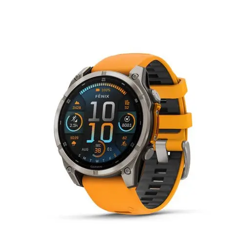 GARMIN Fenix 8 47mm Amoled Outdoor And Fitness Gps Smartwatch With Titanium Bezel - Spark Orange/graphite Band