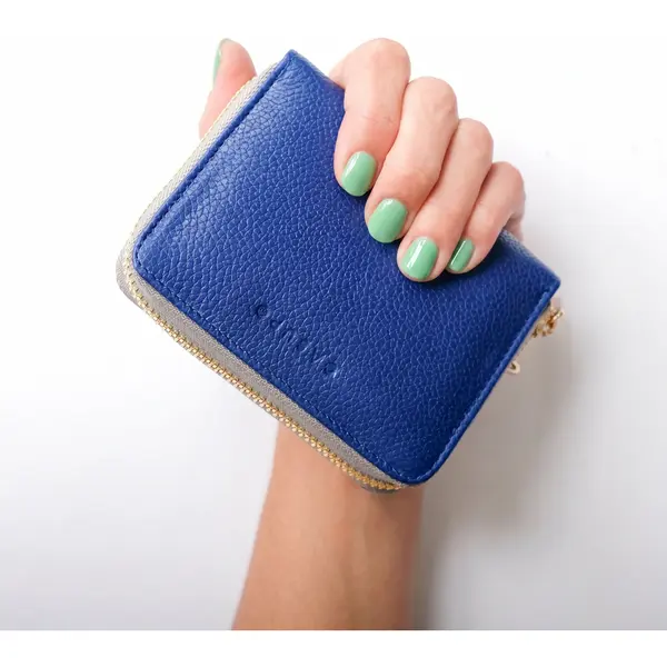 CASUPO Small Zipper Wallet With Detachable Key Ring - Cobalt Blue