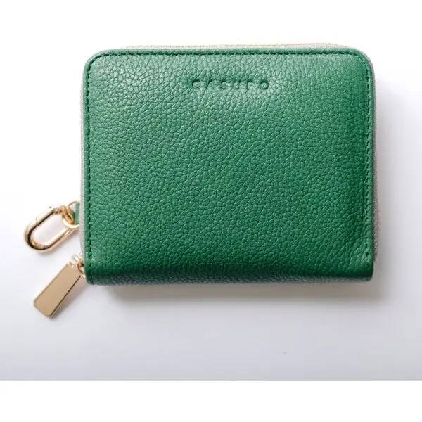 CASUPO Small Zipper Wallet With Detachable Key Ring - Green