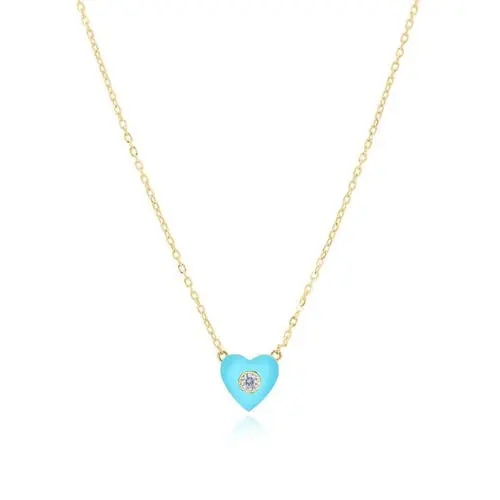 THE LOVERY FINE JEWELRY Heart Necklace With Cubic Zirconia - Turquoise