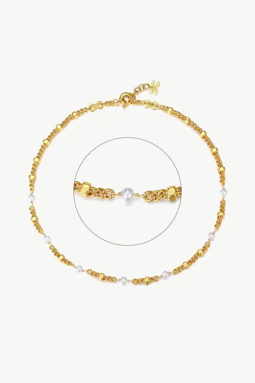 CLASSICHARMS Hexagon Bead And Freshwater Pearl Necklace - Gold