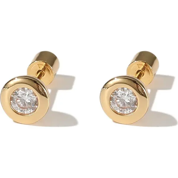 CLASSICHARMS Aurora Bezel Set Solitaire Stud Earrings - Gold/clear