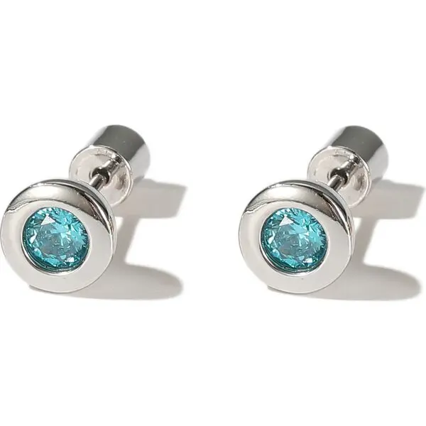 CLASSICHARMS Aurora Bezel Set Solitaire Stud Earrings - Silver/aquamarine