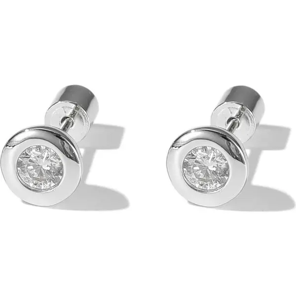 CLASSICHARMS Aurora Bezel Set Solitaire Stud Earrings - Silver/clear