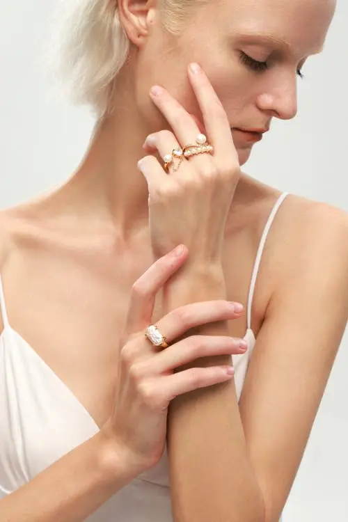 CLASSICHARMS Freshwater Pearl And -filled Stackable Ring Set
