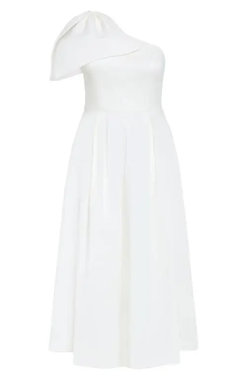 City Chic Captivated One Shoulder Maxi Dress - Ivory