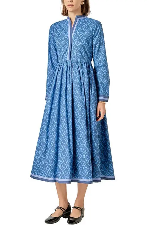 English Factory Printed Long Sleeve Midi Dress
