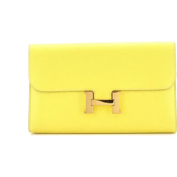 Hermès Constance Wallet Epsom Long - Lime