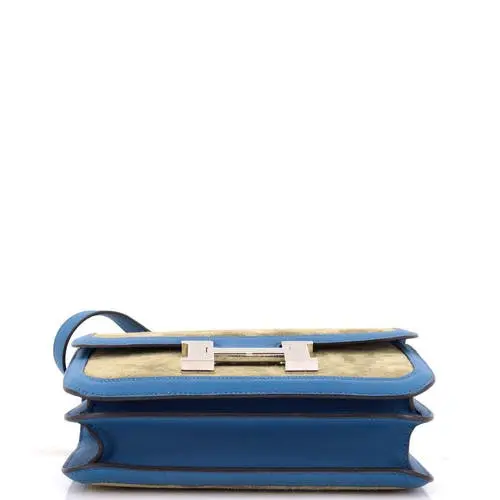 Hermès Constance Bag Doblis Suede With Swift 23 - Blue