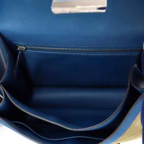 Hermès Constance Bag Doblis Suede With Swift 23 - Blue