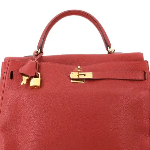Hermès Kelly Handbag Brown Clemence With Gold Hardware 35 - Sienne