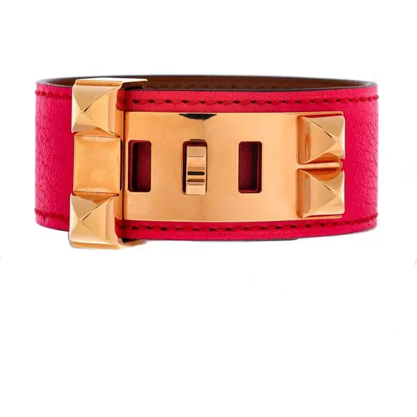 Hermès Collier De Chien 24 Bracelet Leather - Pink