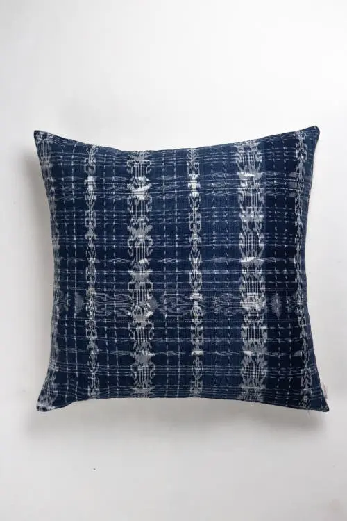 ARCHIVE NEW YORK Vintage Ikat Plaid Handwoven Cotton Throw Pillow