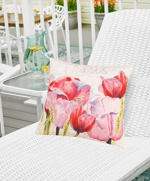 C&F HOME Tulips Garden "paris" Indoor/outdoor Accent Pillow 18" X 18
