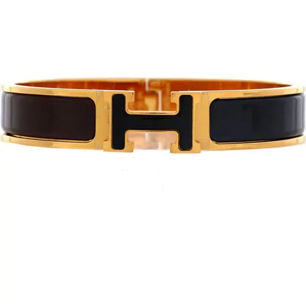 Hermès Clic H Bracelet Enamel Narrow - Brown