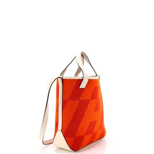 Hermès Cabas H En Biais Tote Canvas With Leather 27 - Orange