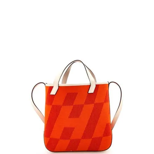 Hermès Cabas H En Biais Tote Canvas With Leather 27 - Orange