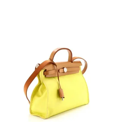 Hermès Herbag Zip Berline Vache Canvas And Leather 31 - Yellow