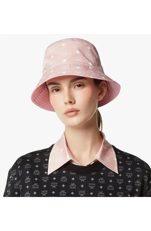 Mcm Reversible Visetos Monogram Bucket Hat - Soft Pink