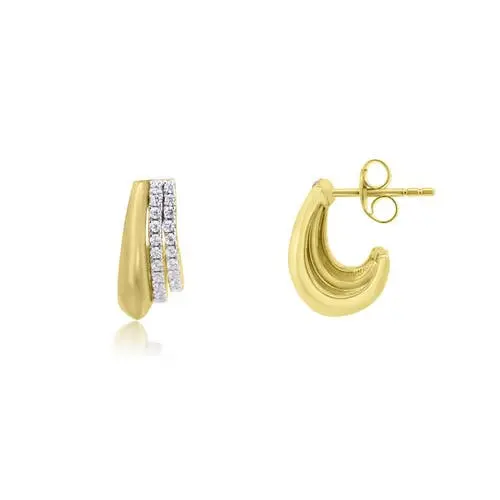 THE LOVERY FINE JEWELRY Triple Cz Huggie Hoop Earrings - Goldlated Sterling Silver