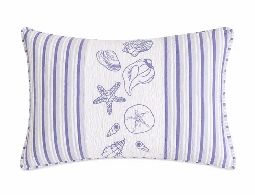C&F HOME Seaside Shells 100% Cotton Pillow Sham 20" X 26 - Blue