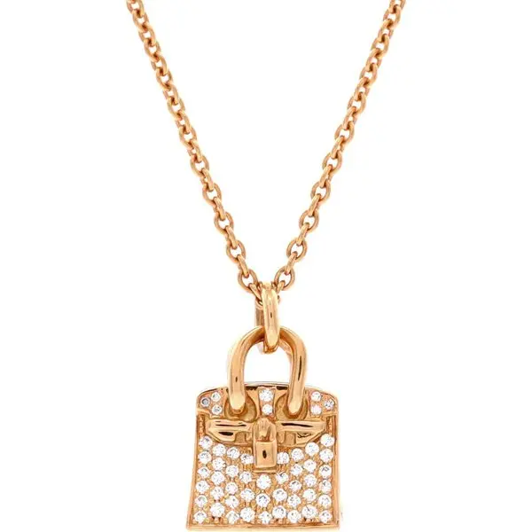 Hermès Birkin Amulette Pendant Necklace 18k And Diamonds - Rose Gold