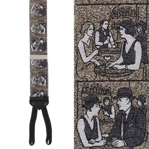 Trafalgar The Nightcap Novelty Silk Formal End Suspenders - Taupe