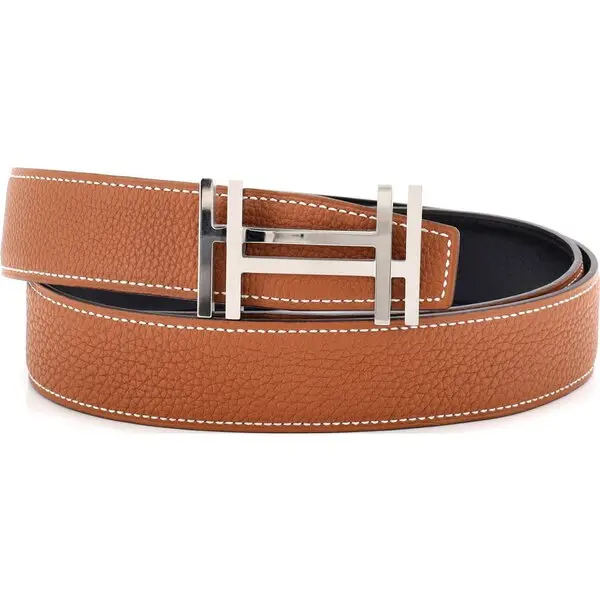 Hermès H Au Carre Reversible Belt Leather Medium - Brown