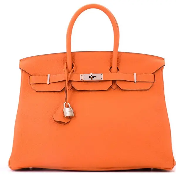 Hermès Birkin Handbag Orange Togo With Palladium Hardware 35 - Feu