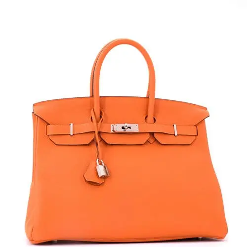 Hermès Birkin Handbag Orange Togo With Palladium Hardware 35 - Feu
