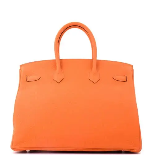 Hermès Birkin Handbag Orange Togo With Palladium Hardware 35 - Feu