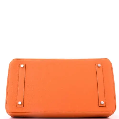 Hermès Birkin Handbag Orange Togo With Palladium Hardware 35 - Feu