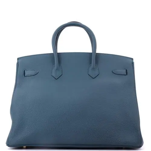 Hermès Birkin Handbag Blue Togo With Gold Hardware 35 - Colvert