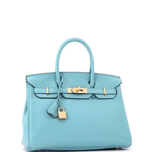 Hermès Birkin Handbag Clemence With Gold Hardware 30 - Blue