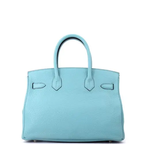 Hermès Birkin Handbag Clemence With Gold Hardware 30 - Blue