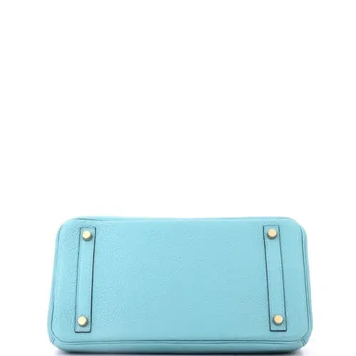 Hermès Birkin Handbag Clemence With Gold Hardware 30 - Blue