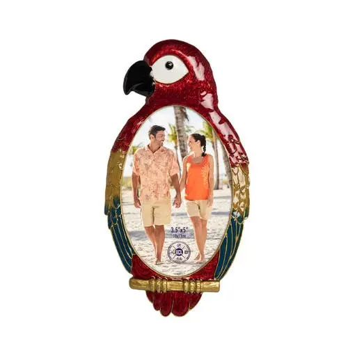 BEACHCOMBERS Rainbow Macaw Bird 3.5x5 Photo Picture Frame - Red