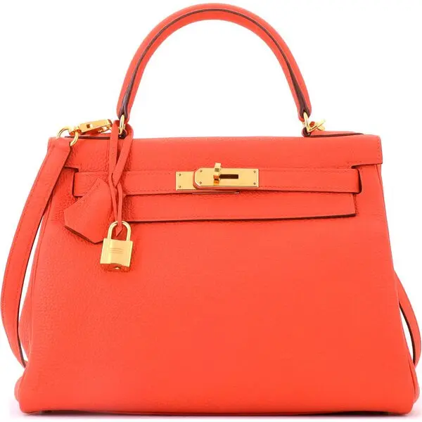 Hermès Kelly Handbag Orange Togo With Gold Hardware 28 - Capucine