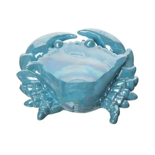 BEACHCOMBERS Iridescent Crab Large Ceramic Decorative Figurine 5.6" - Blue