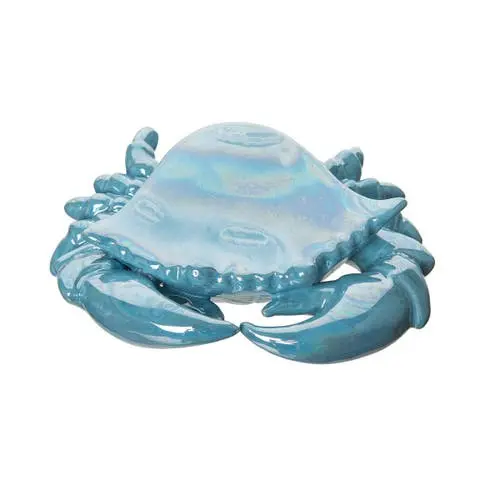 BEACHCOMBERS Iridescent Crab Large Ceramic Decorative Figurine 5.6"