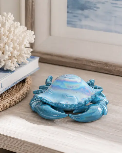 BEACHCOMBERS Iridescent Crab Large Ceramic Decorative Figurine 5.6"