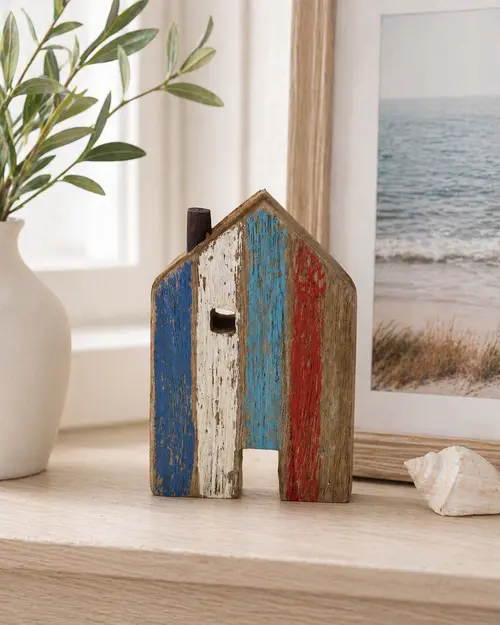 BEACHCOMBERS Wooden Seaside Village Cottage Decorative Figurine 6.5