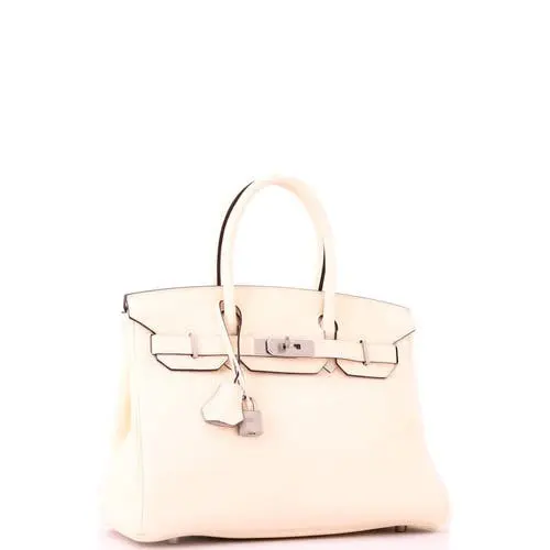 Hermès Birkin Handbag Light Clemence With Palladium Hardware 30 - White
