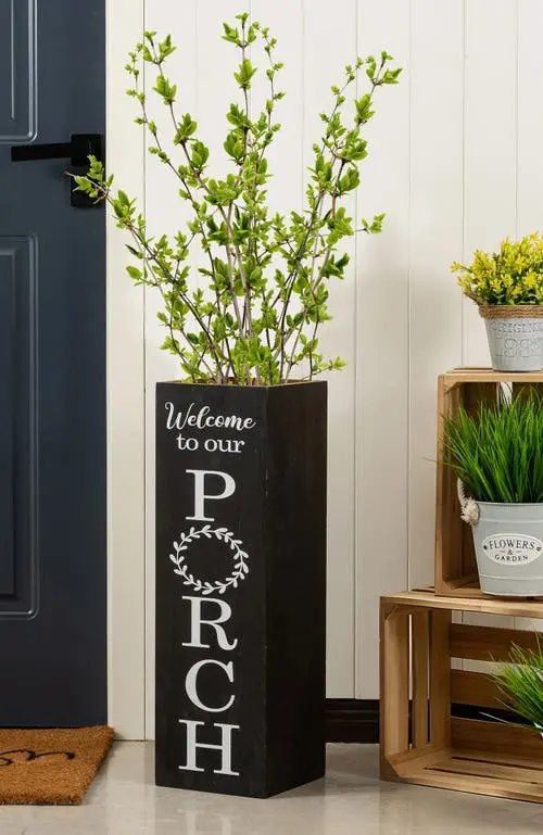 GLITZHOME 24"h Double Sided Solid Wood Boxed Welcome Or Porch Sign - Black
